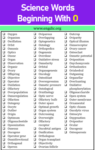 100+ Science Words that Start With O - EngDic