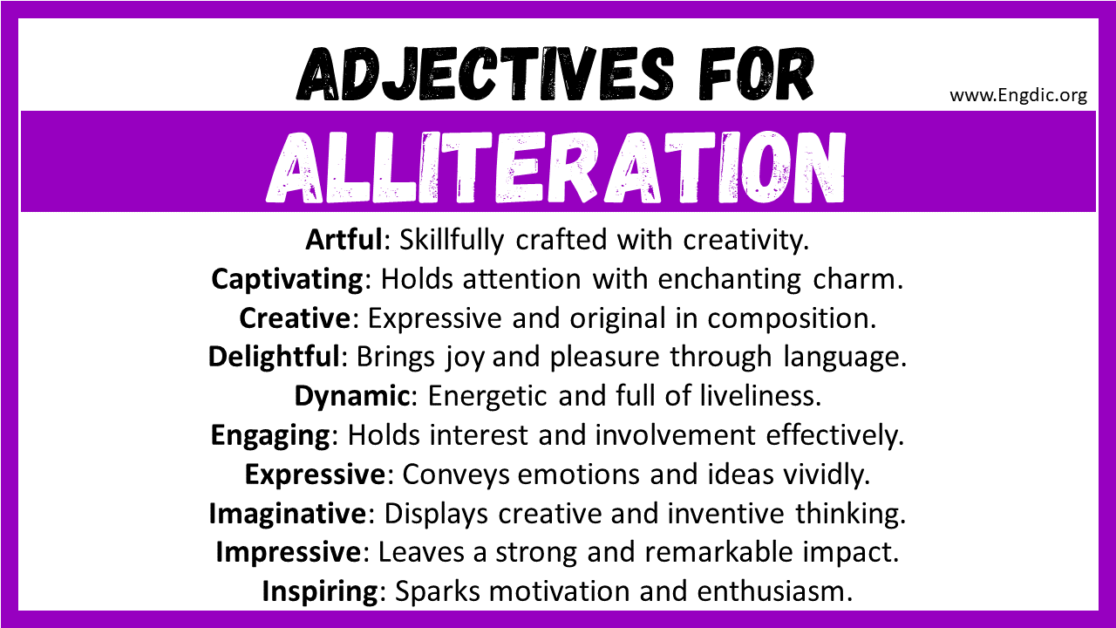 20+ Best Words to Describe Alliteration, Adjectives for Alliteration ...