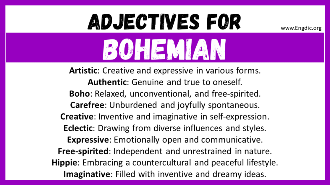 20+ Best Words to Describe Bohemian, Adjectives for Bohemian - EngDic