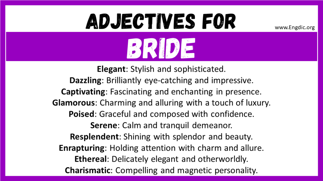 20+ Best Words to Describe Bride, Adjectives for Bride - EngDic