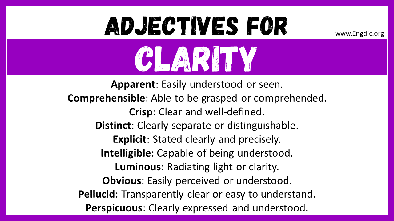 20+ Best Words to Describe Clarity, Adjectives for Clarity - EngDic
