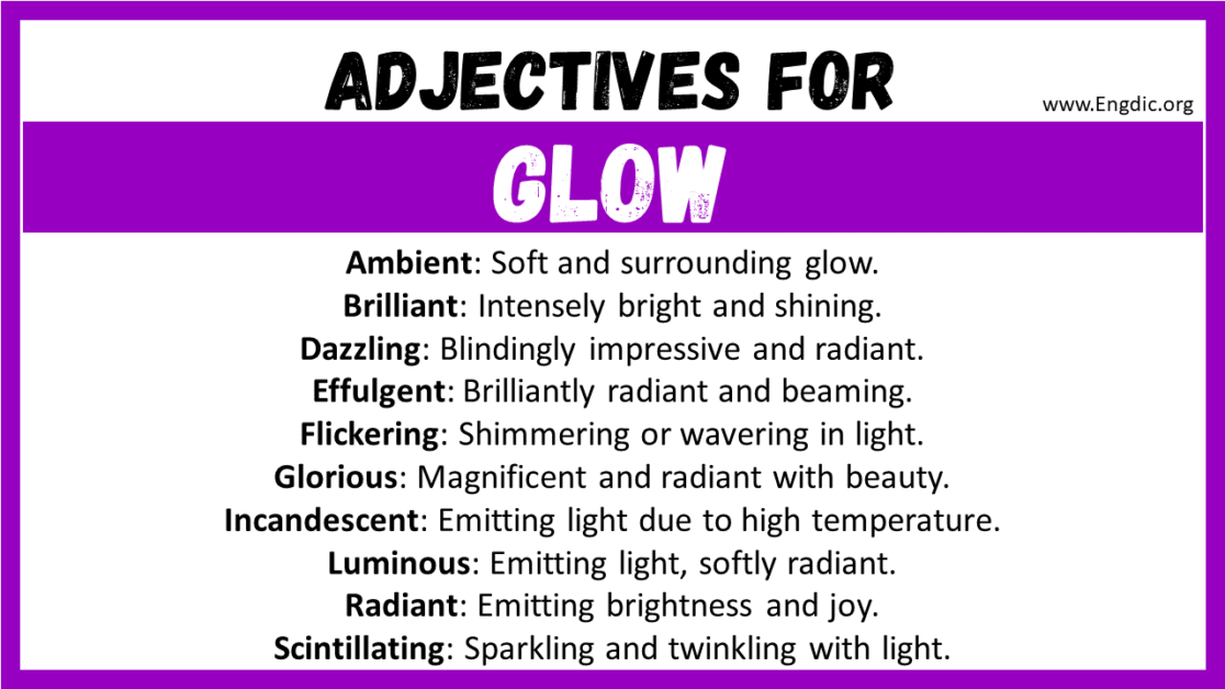 20+ Best Words to Describe Glow, Adjectives for Glow - EngDic
