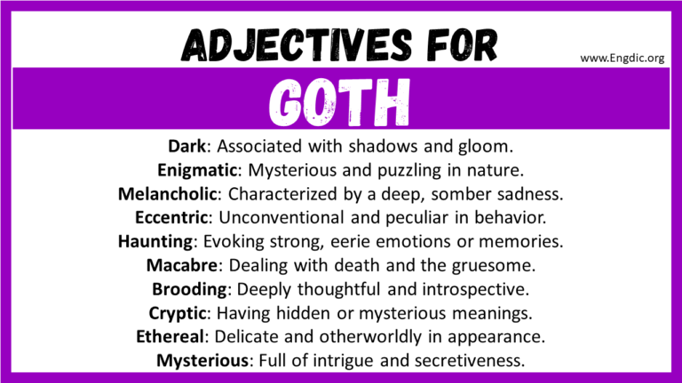 20+ Best Words to Describe Goth, Adjectives for Goth - EngDic
