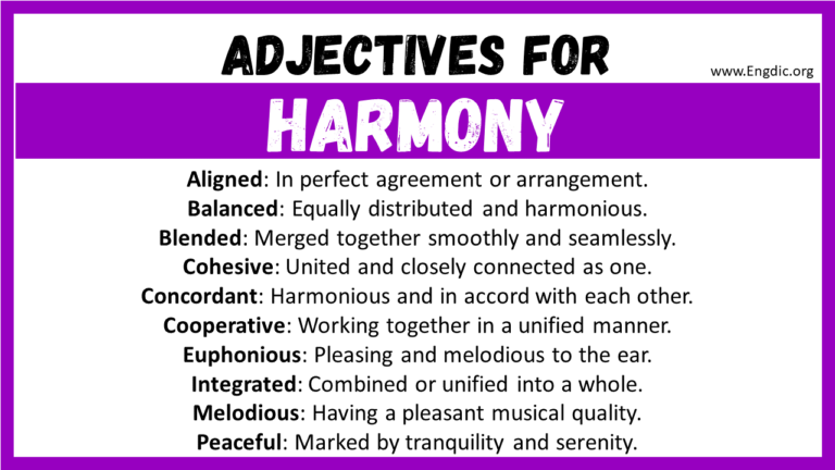 20+ Best Words to Describe Harmony, Adjectives for Harmony - EngDic