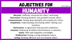 20+ Best Words to Describe Humanity, Adjectives for Humanity - EngDic