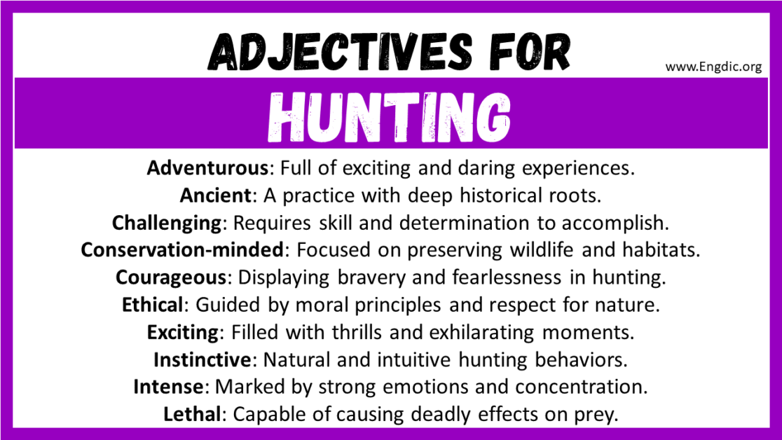20+ Best Words to Describe Hunting, Adjectives for Hunting - EngDic
