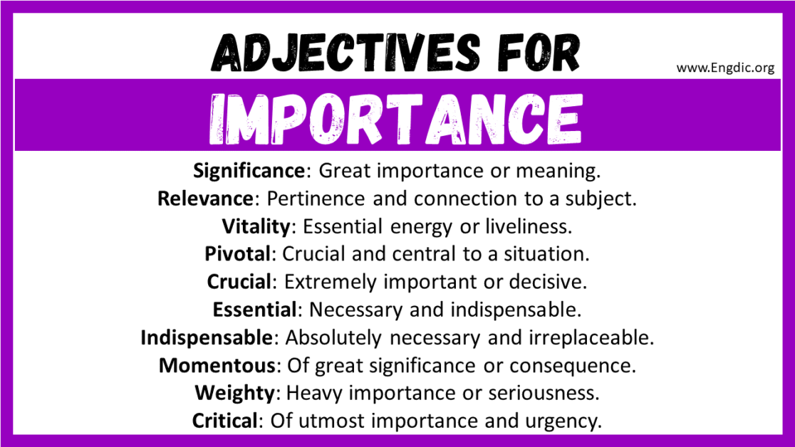 20+ Best Words to Describe Importance, Adjectives for Importance - EngDic