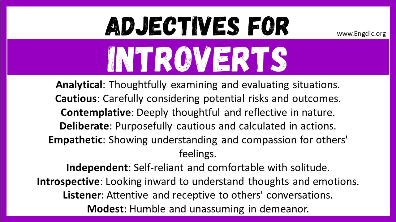 20+ Best Words to Describe Introverts, Adjectives for Introverts - EngDic