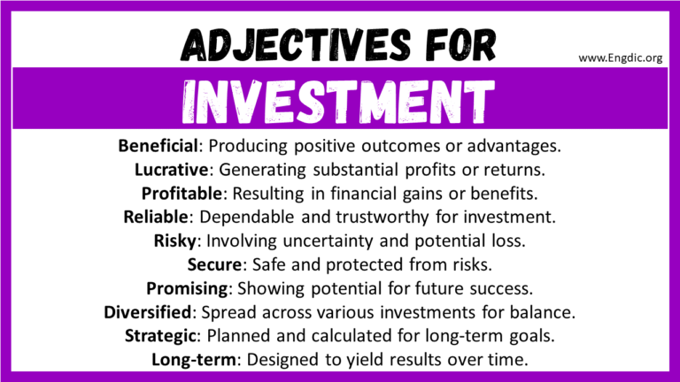 20+ Best Words to Describe Investment, Adjectives for Investment - EngDic