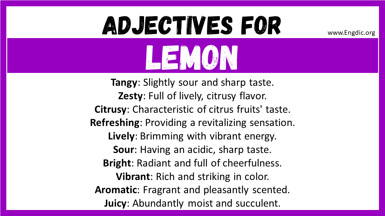 20+ Best Words to Describe Lemon, Adjectives for Lemon - EngDic