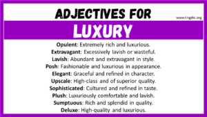 20+ Best Words to Describe Luxury, Adjectives for Luxury - EngDic
