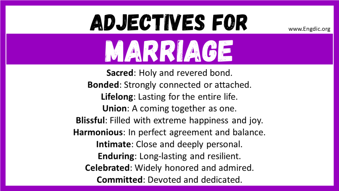 20+ Best Words to Describe Marriage, Adjectives for Marriage - EngDic