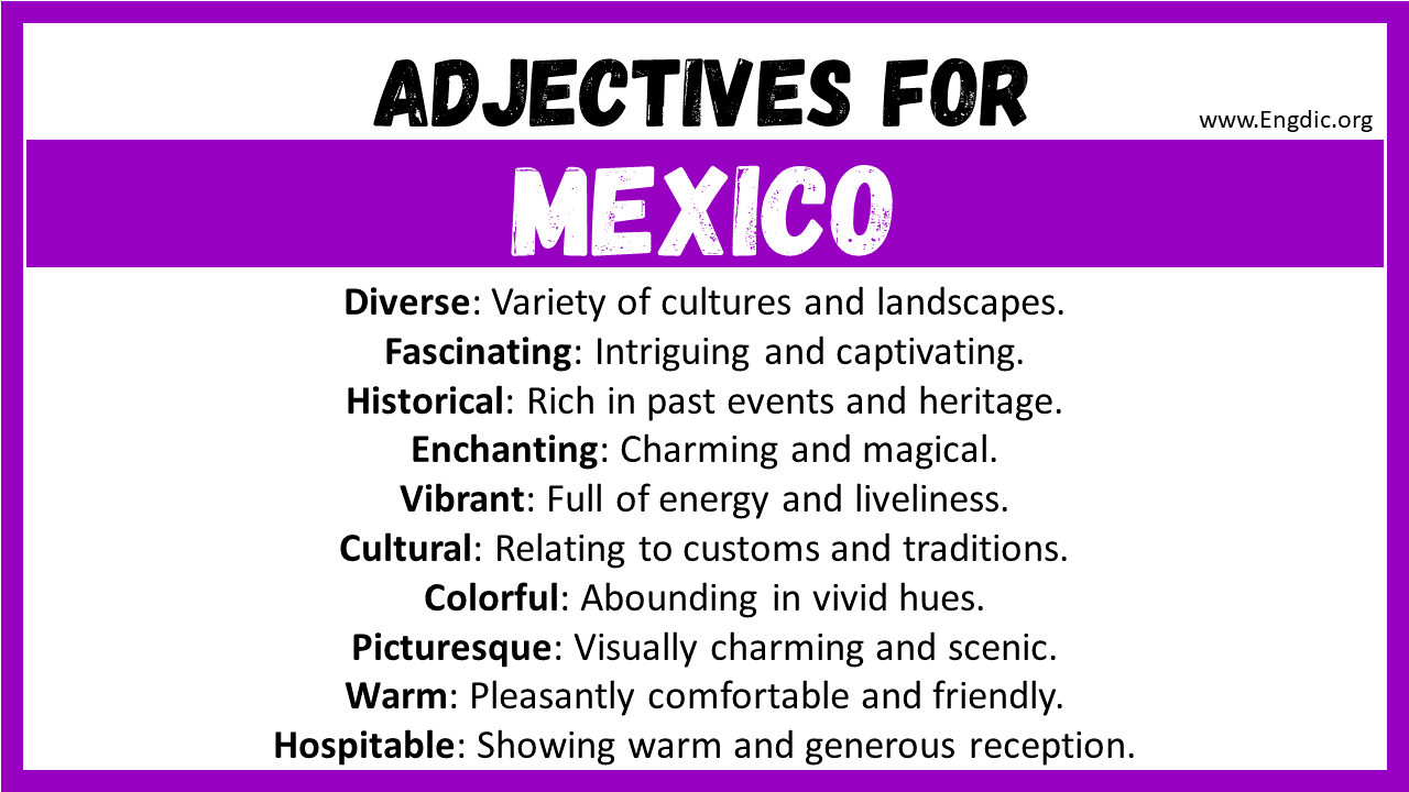 20+ Best Words to Describe Mexico, Adjectives for Mexico - EngDic