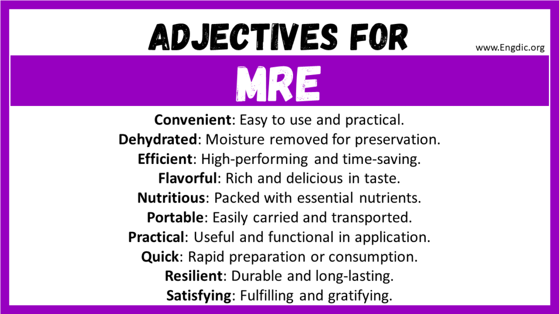 20+ Best Words to Describe Mre, Adjectives for Mre - EngDic