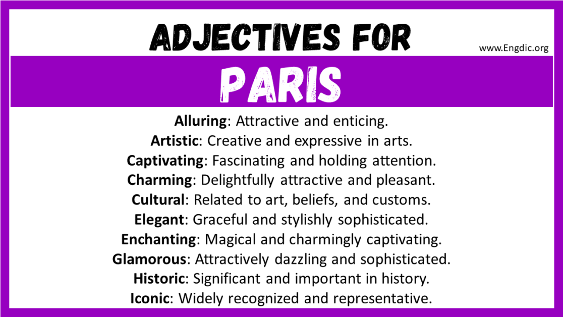 20+ Best Words to Describe Paris, Adjectives for Paris - EngDic