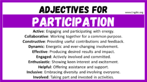 20+ Best Words to Describe Participation, Adjectives for Participation ...