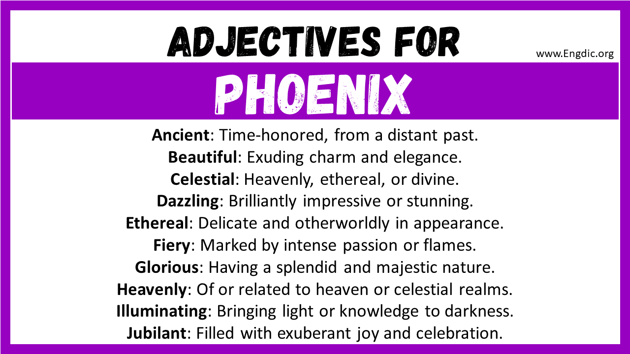 20+ Best Words to Describe Phoenix, Adjectives for Phoenix - EngDic
