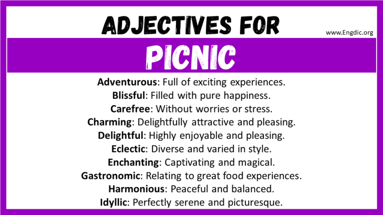 20+ Best Words to Describe Picnic, Adjectives for Picnic - EngDic