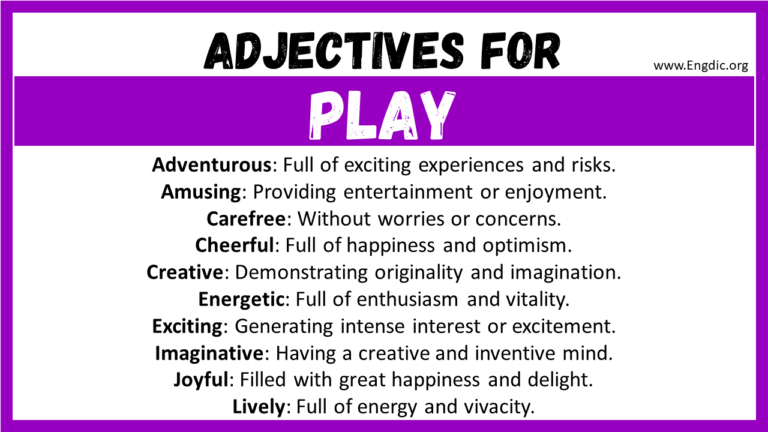 20+ Best Words to Describe Play, Adjectives for Play - EngDic