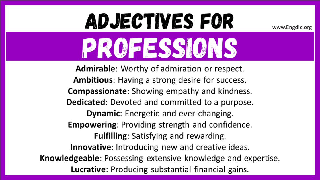 20+ Best Words to Describe Professions, Adjectives for Professions - EngDic