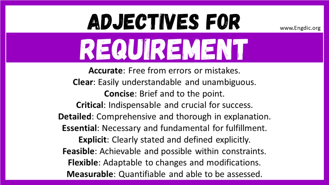 20+ Best Words to Describe Requirement, Adjectives for Requirement - EngDic