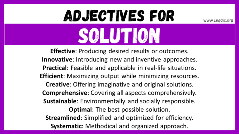 20+ Best Words to Describe Solution, Adjectives for Solution - EngDic