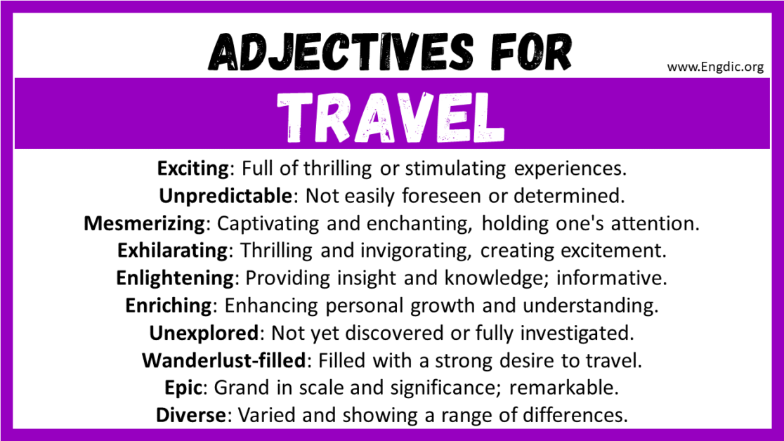 20+ Best Words to Describe Travel, Adjectives for Travel - EngDic