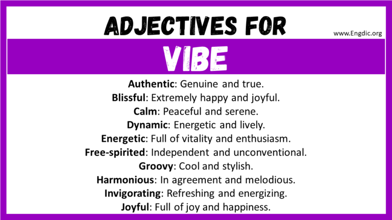 20+ Best Words to Describe Vibe, Adjectives for Vibe - EngDic