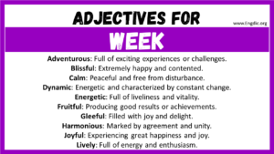 20+ Best Words to Describe Week, Adjectives for Week - EngDic