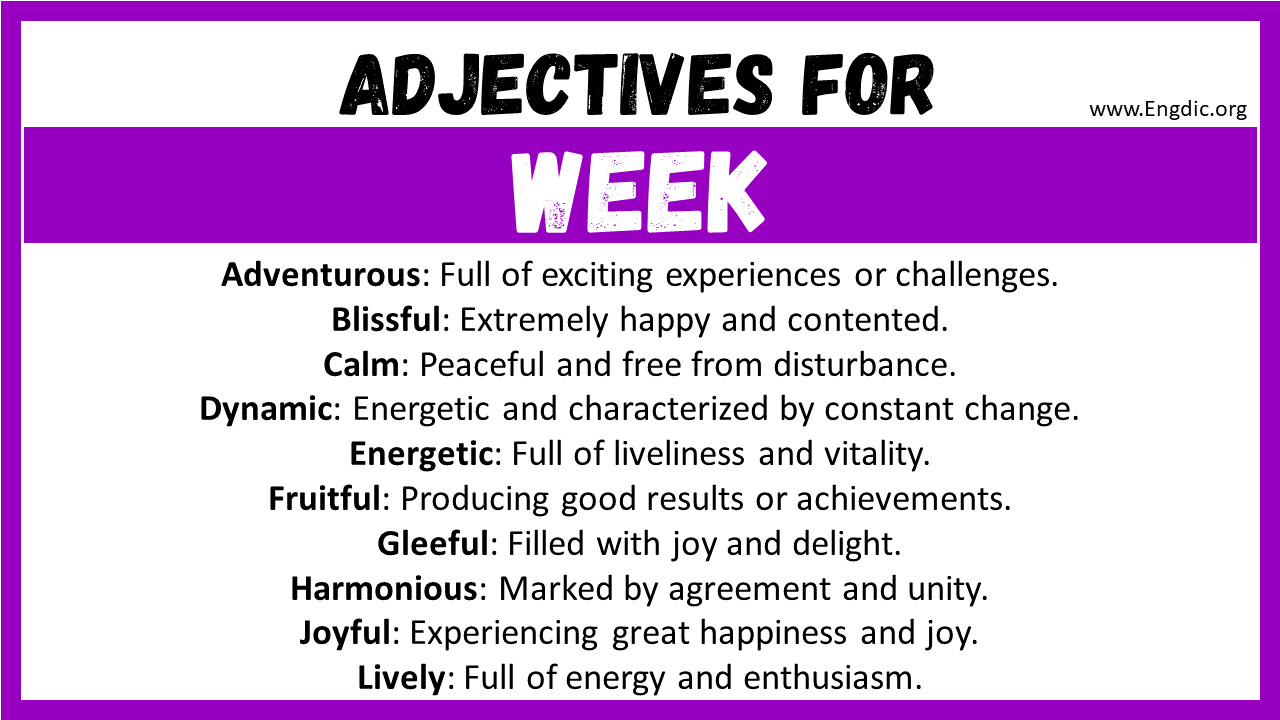 20+ Best Words to Describe Week, Adjectives for Week - EngDic