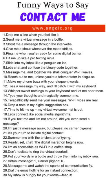 30 Funny Ways to Say Contact Me - EngDic