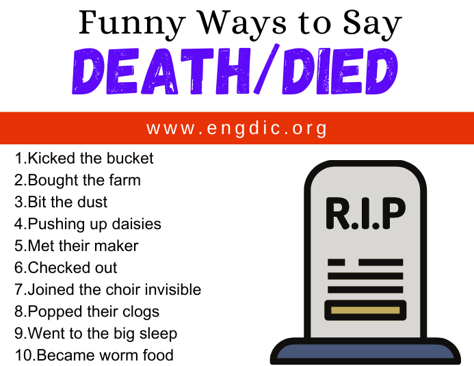 30 Funny Ways to Say Death/Died - EngDic