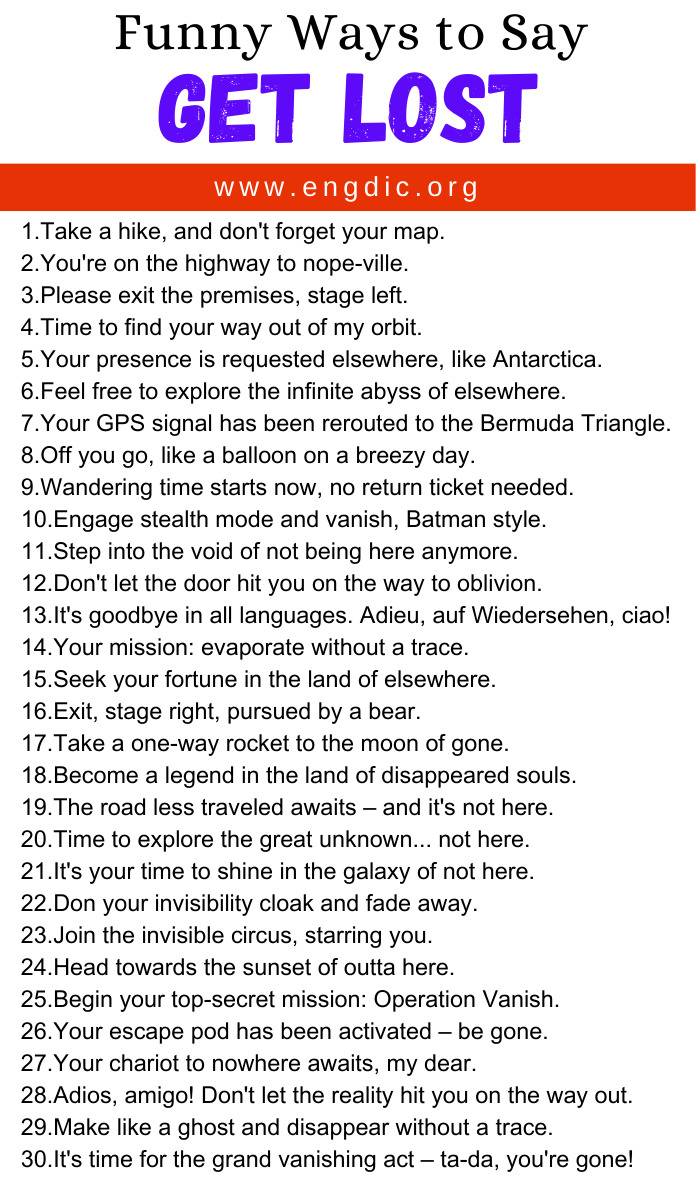 30 Funny Ways To Say Get Lost EngDic 30 Funny Ways To Say Get Lost EngDic