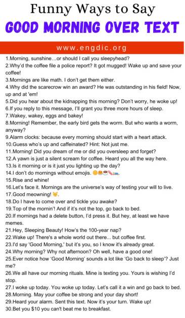 30 Funny Ways to Say Good Morning Over Text - EngDic