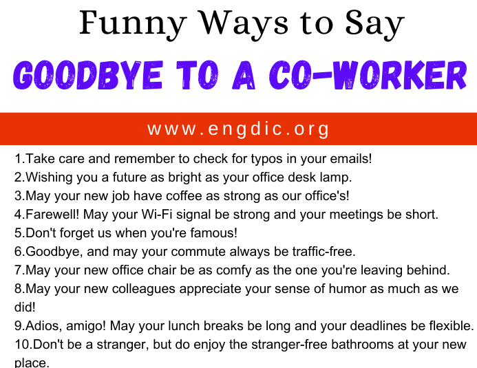 30 Funny Ways to Say Goodbye To A Co-Worker - EngDic