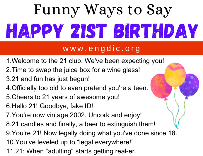 30 Funny Ways to Say Happy 21st Birthday - EngDic