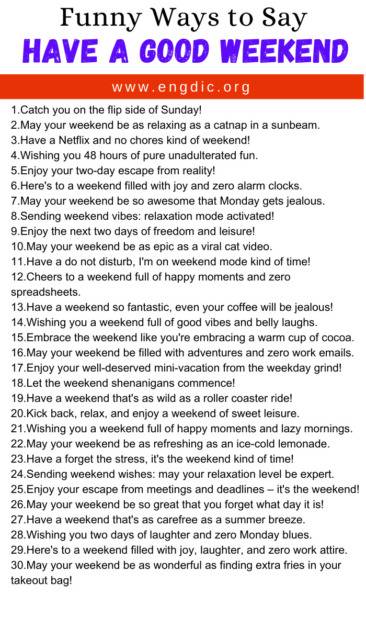 30 Funny Ways to Say Have A Good Weekend - EngDic