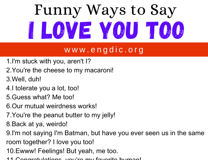30 Funny Ways to Say I Love You Too - EngDic