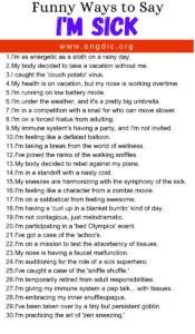 30 Funny Ways to Say I'm Sick - EngDic