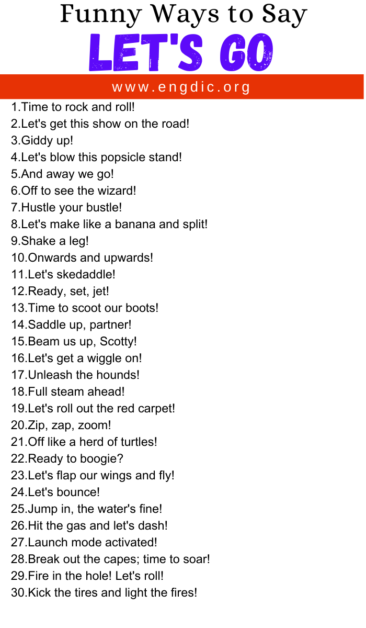 30 Funny Ways to Say Let's Go - EngDic