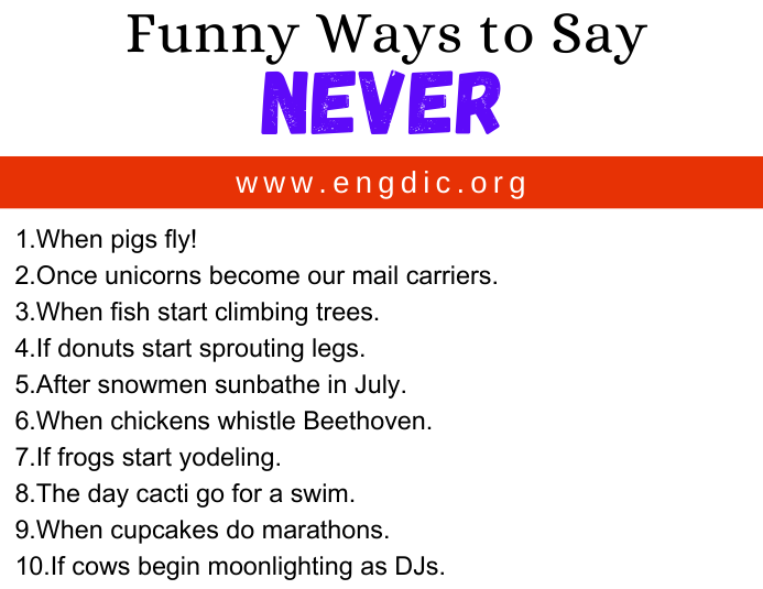 30 Funny Ways to Say Never - EngDic