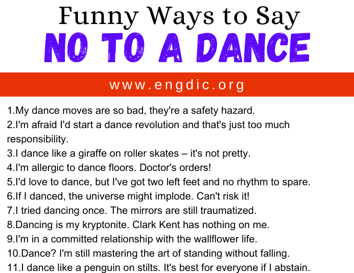 30 Funny Ways to Say No To A Dance - EngDic