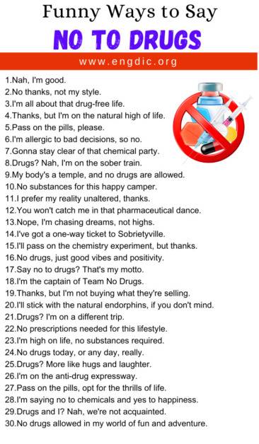 30 Funny Ways to Say No To Drugs - EngDic