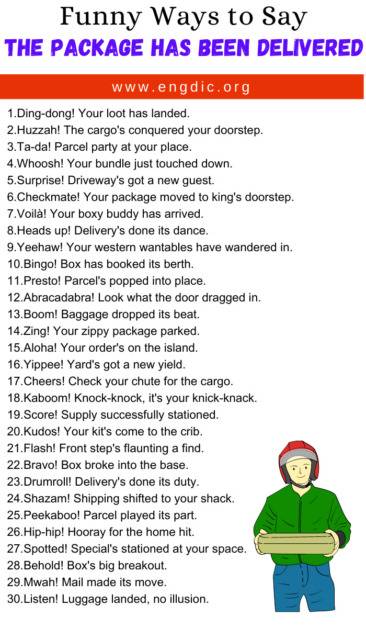 30 Funny Ways to Say The Package Has Been Delivered - EngDic