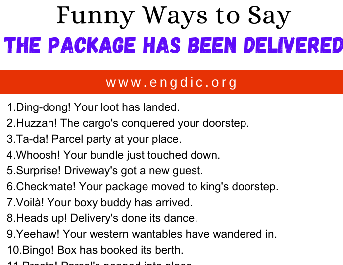 30 Funny Ways to Say The Package Has Been Delivered - EngDic
