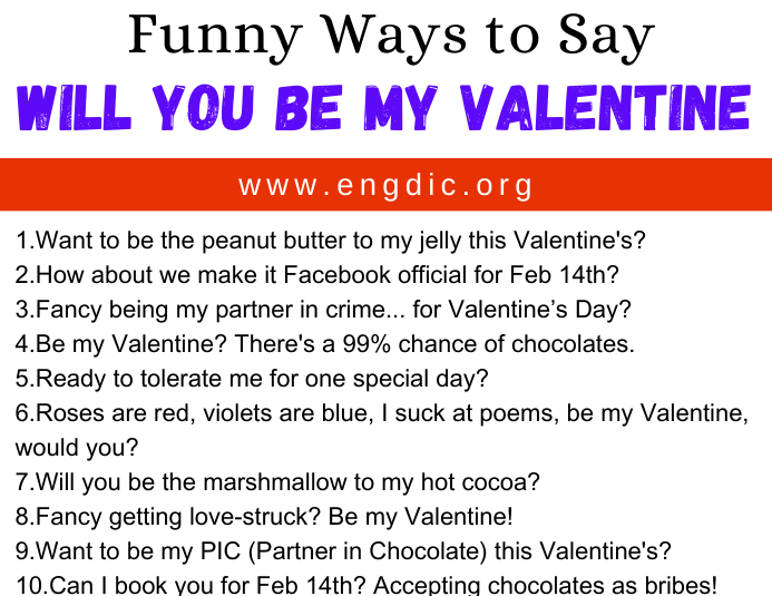 30 Funny Ways to Say Will You Be My Valentine - EngDic