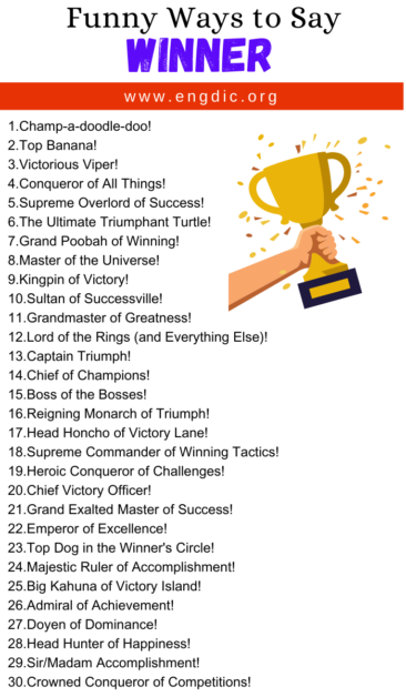 30 Funny Ways to Say Winner - EngDic