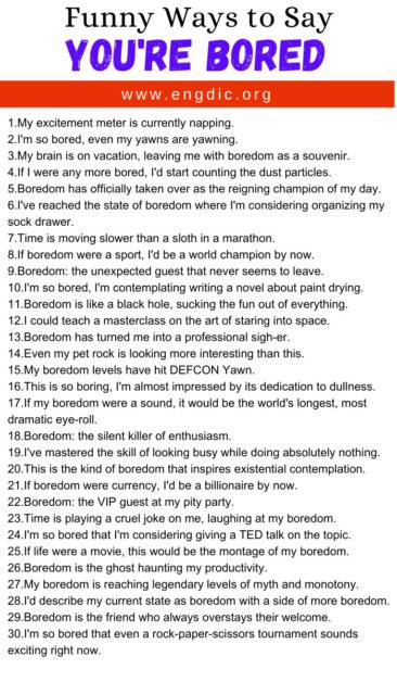 30 Funny Ways to Say You're Bored - EngDic