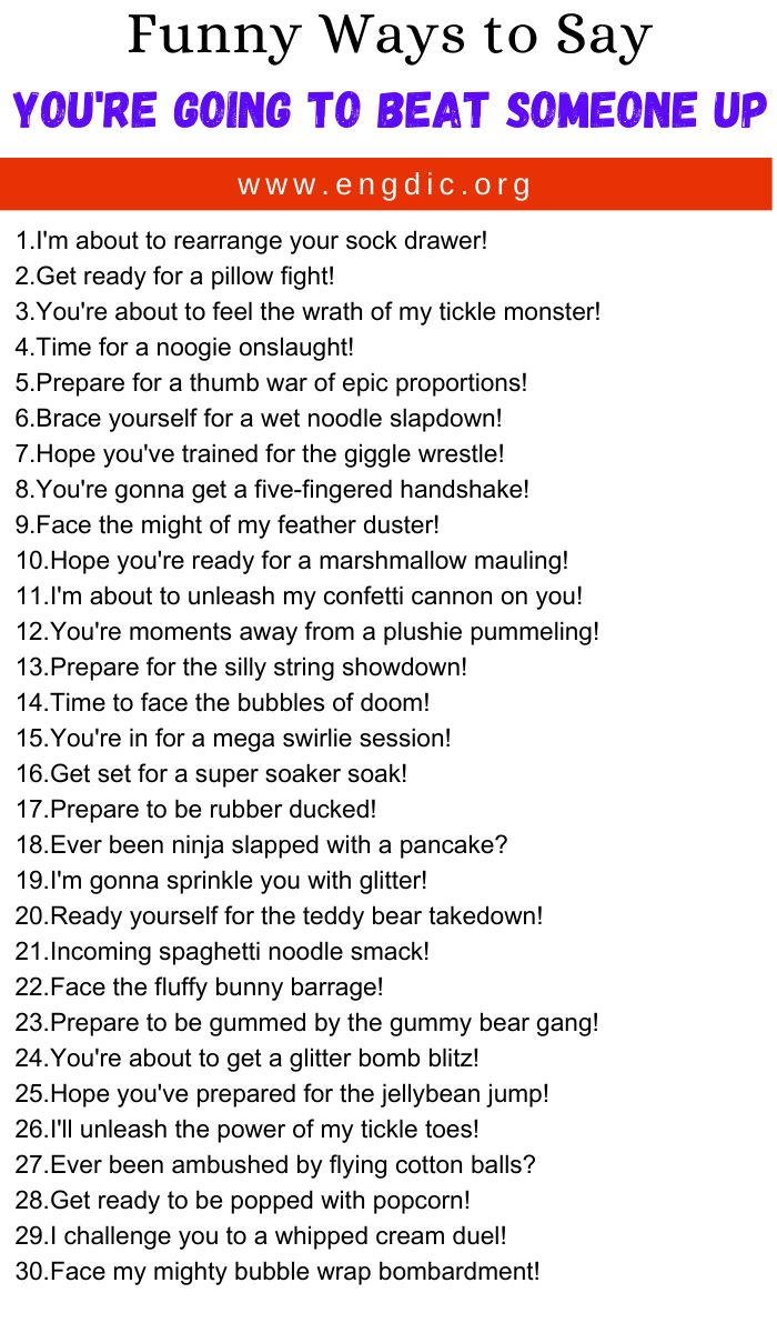 30 Funny Ways to Say You're Going To Beat Someone Up - EngDic