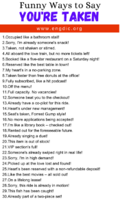 30 Funny Ways to Say You're Taken - EngDic